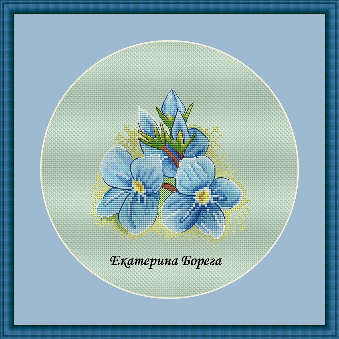 Вышивка Васильки крестом, схема в PDF №5493
