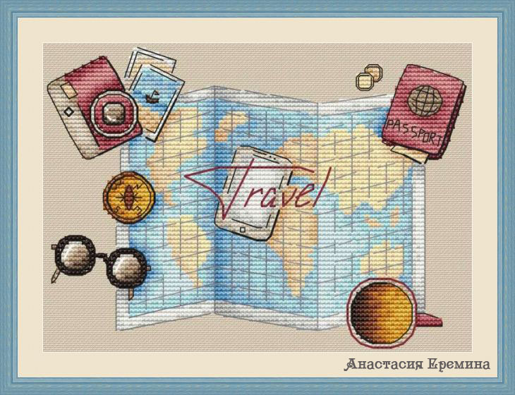 Вышивка Карта крестом, схема в PDF №1321