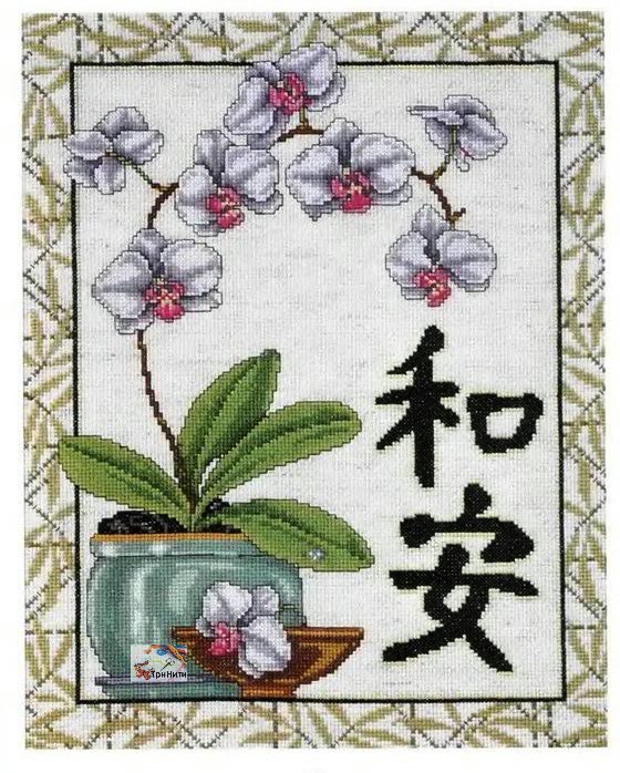 Вышивка Орхидея крестом, схема в PDF №11232